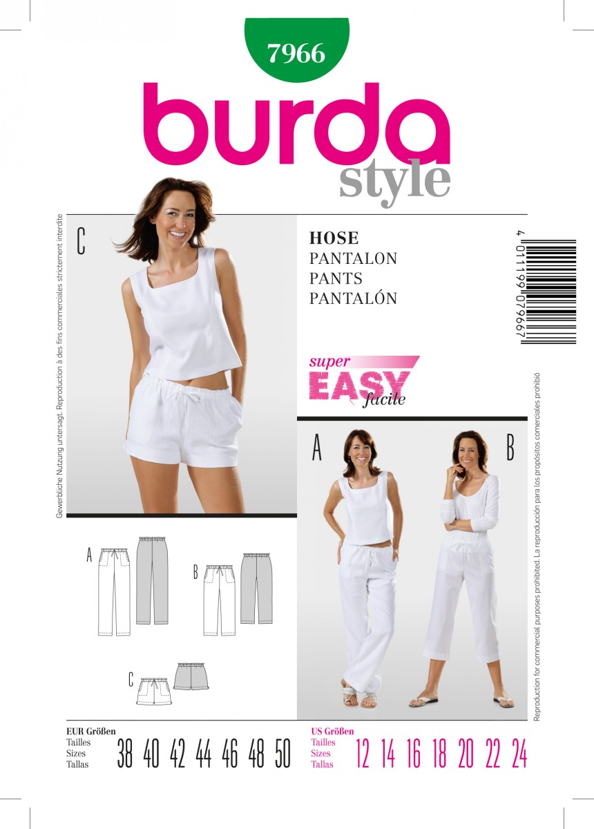 Burda Schnittmuster 7966 Hose | Schöner Leben