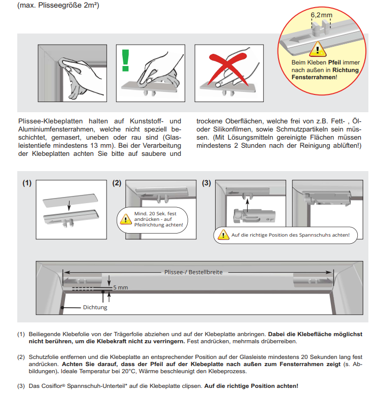 4 Stk Klebeplatten transparent für Plissees Cosiflor | Schöner Leben