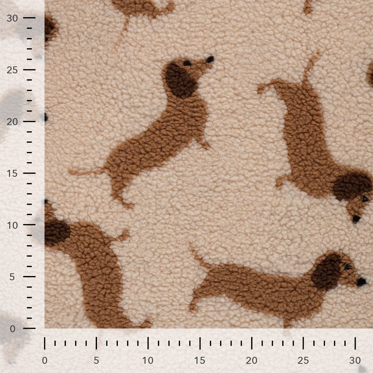 Teddystoff Bouclé Dackel beige braun 155 cm Breite | Schöner Leben
